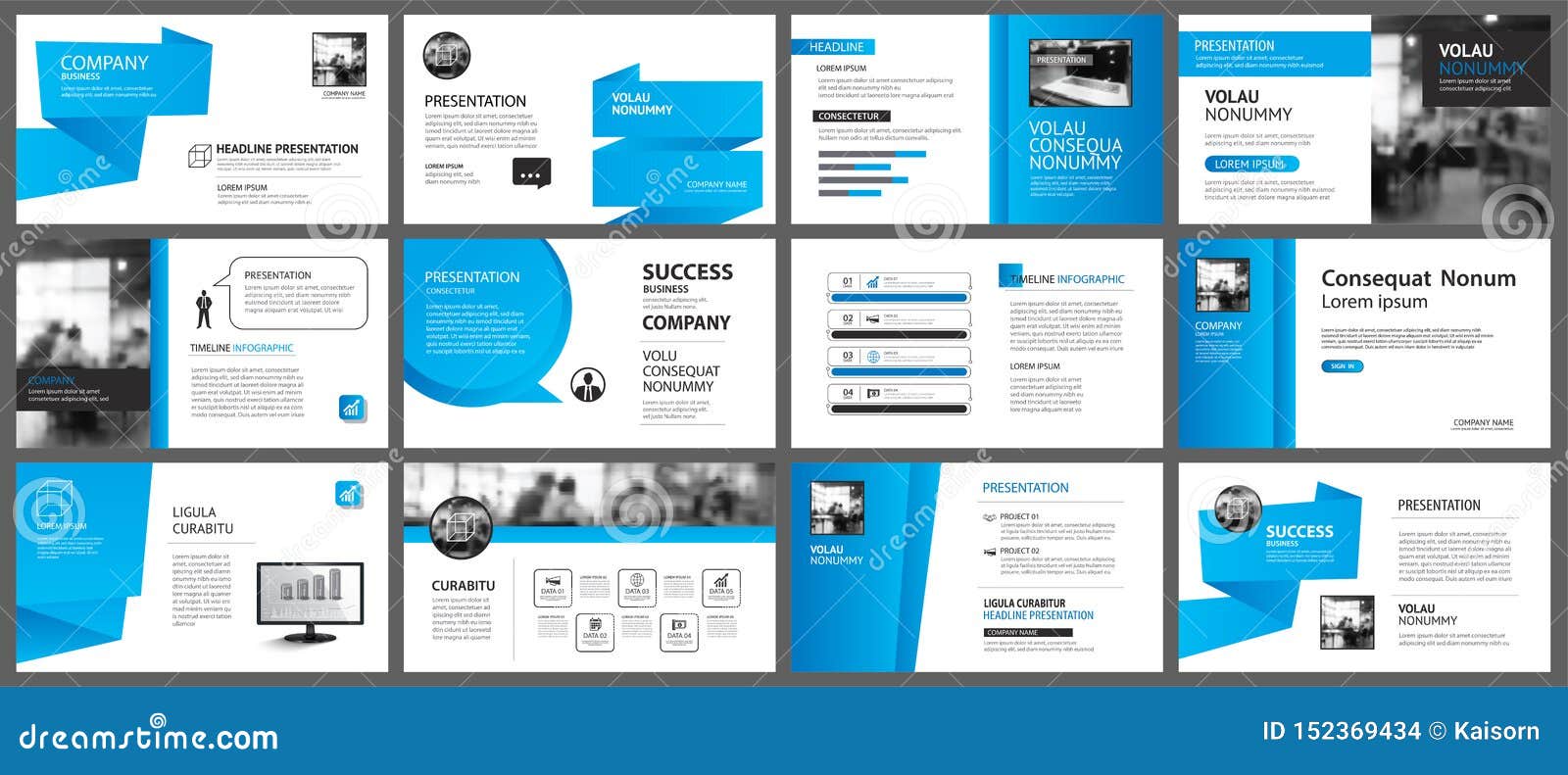 Presentation and Slide Layout Template. Design Blue Gradient in Paper ...
