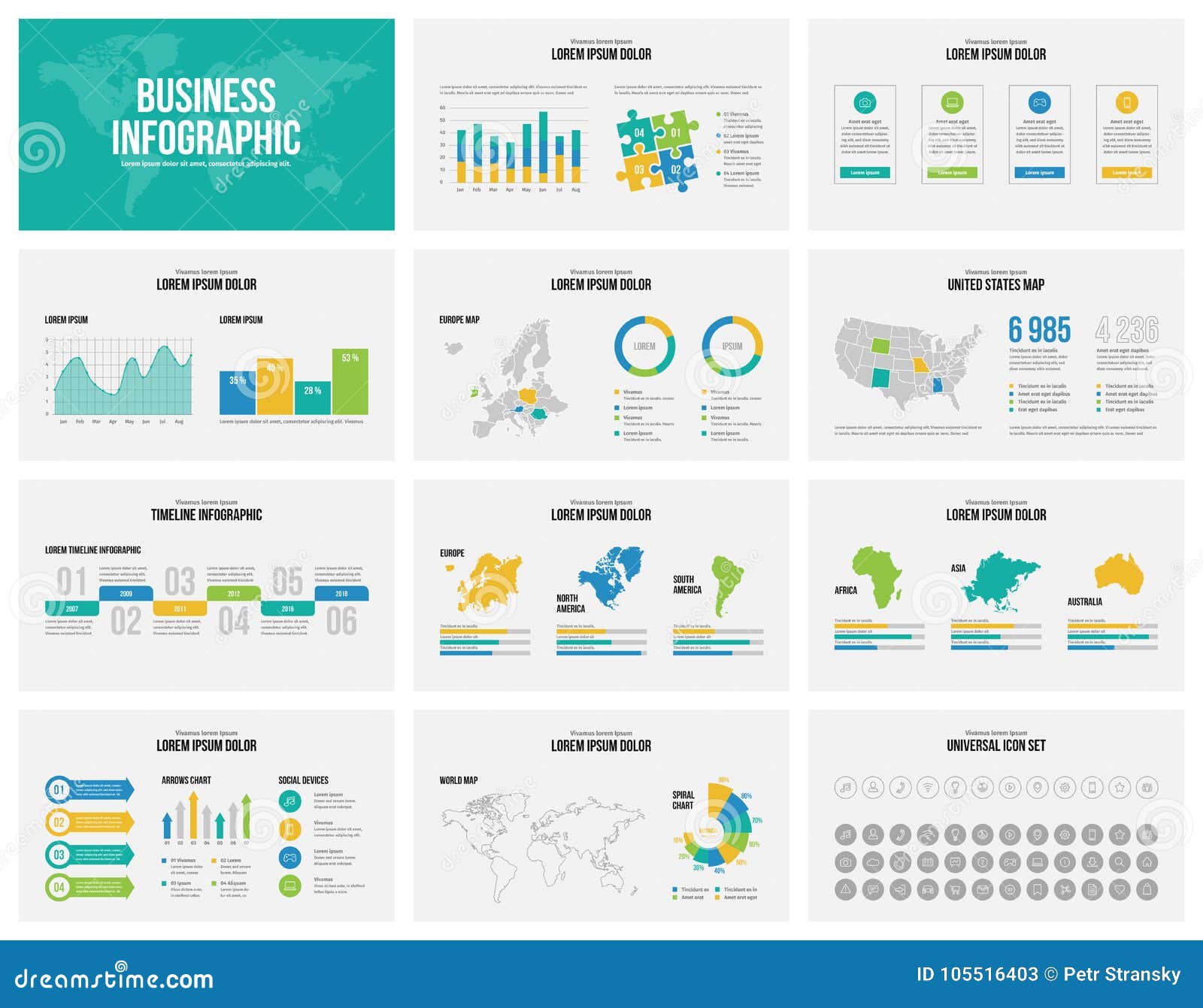 Presentation Slides Business Vector Template with Maps. Stock Vector ...
