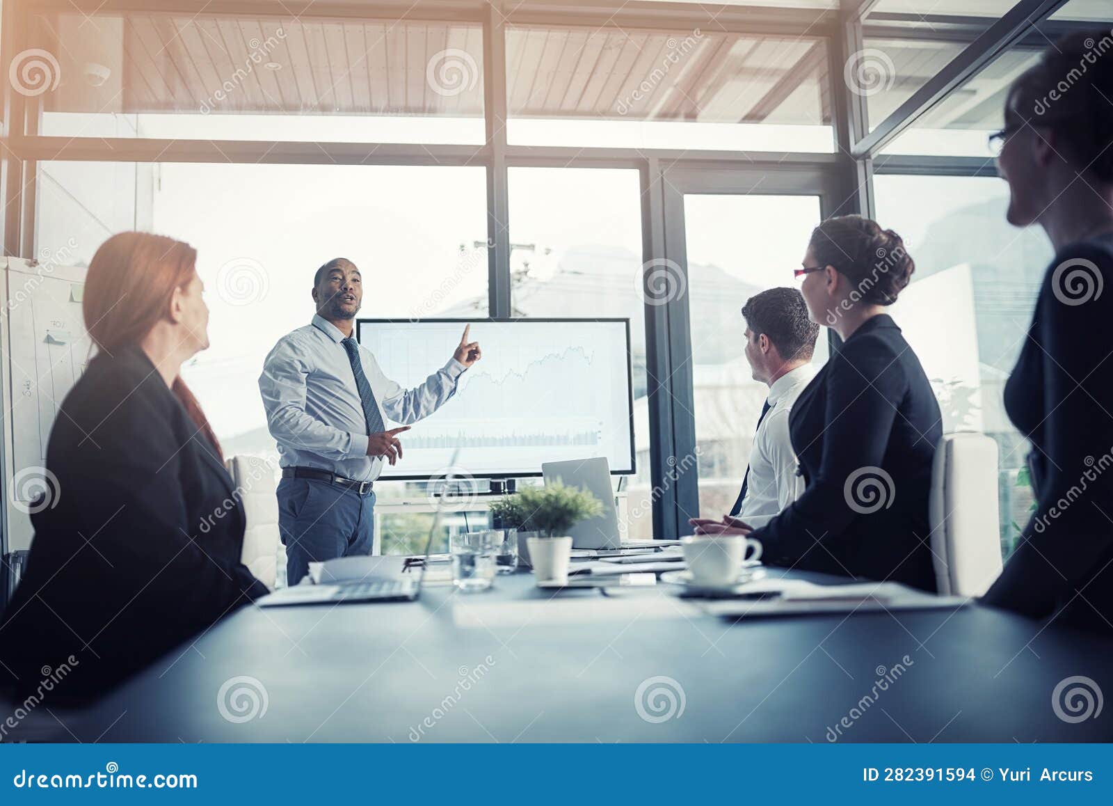 Presentation, Speaker or Business People in a Meeting for Graphs Report ...