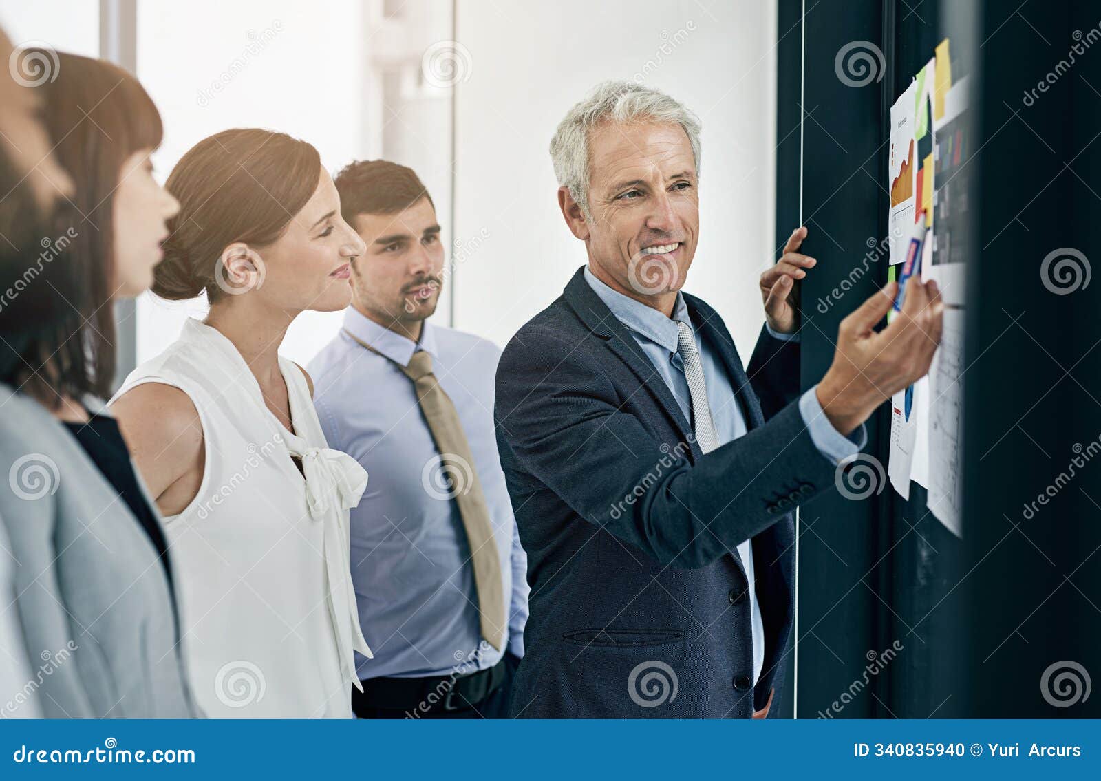 Presentation, Sticky Note and Team of Business People in Training ...