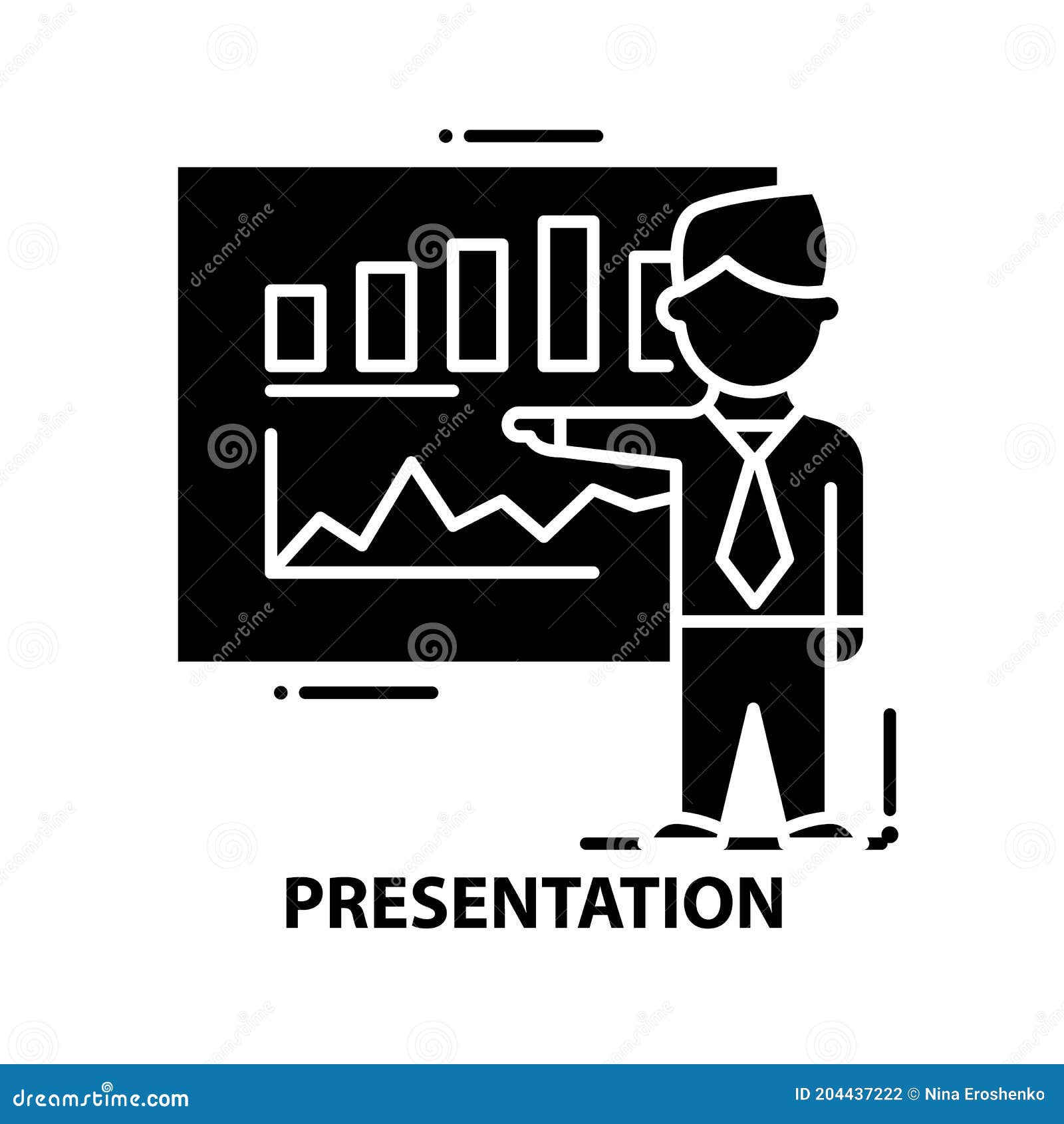 Presentation Symbol Icon, Black Vector Sign with Editable Strokes ...