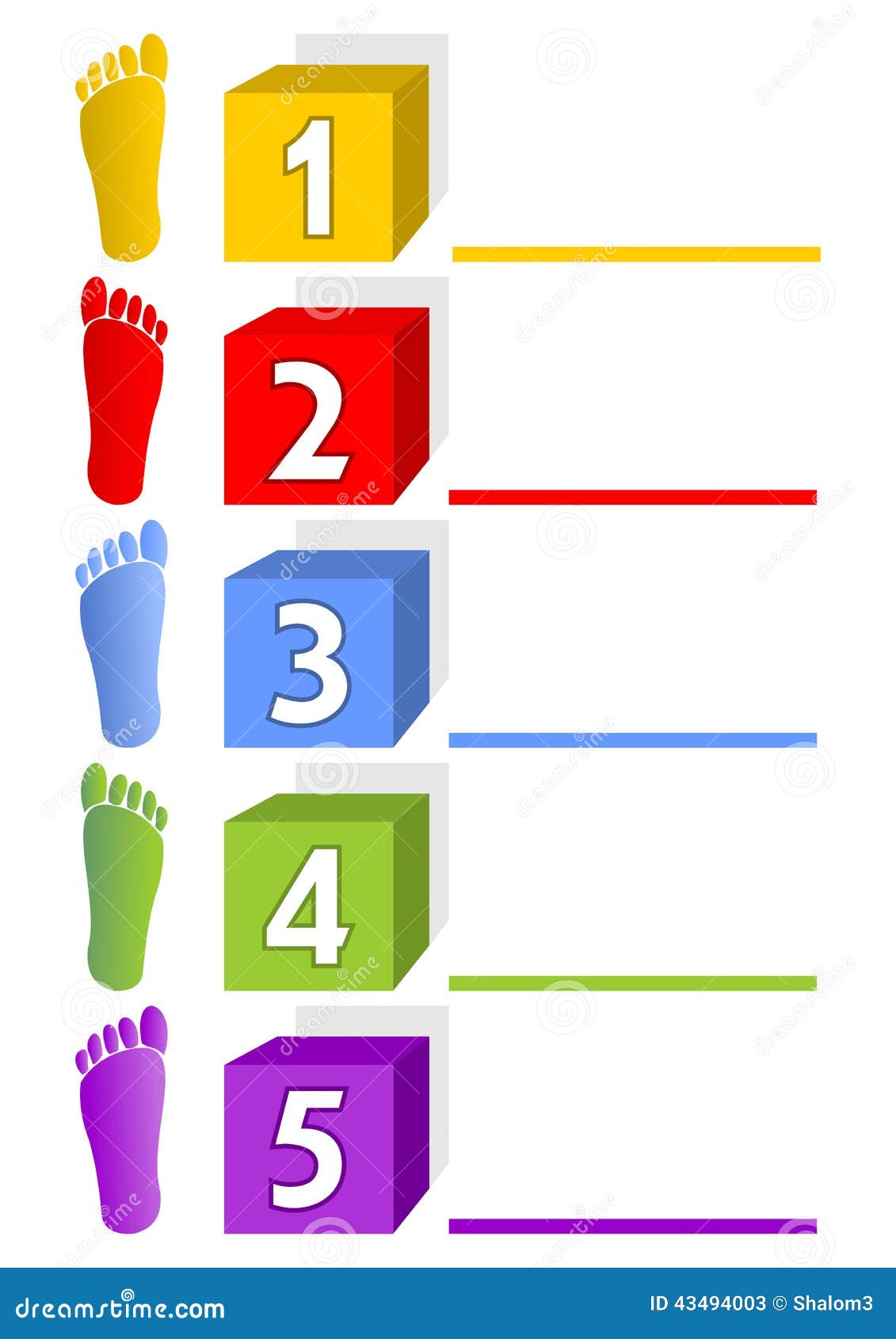 Presentation Template - Five Steps, Options, Ways with Footprints Stock ...