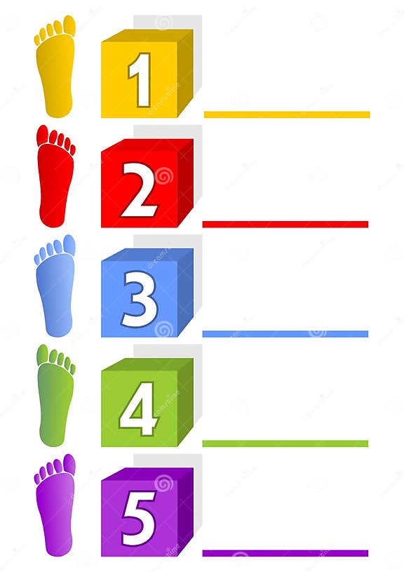 Presentation Template - Five Steps, Options, Ways with Footprints Stock ...