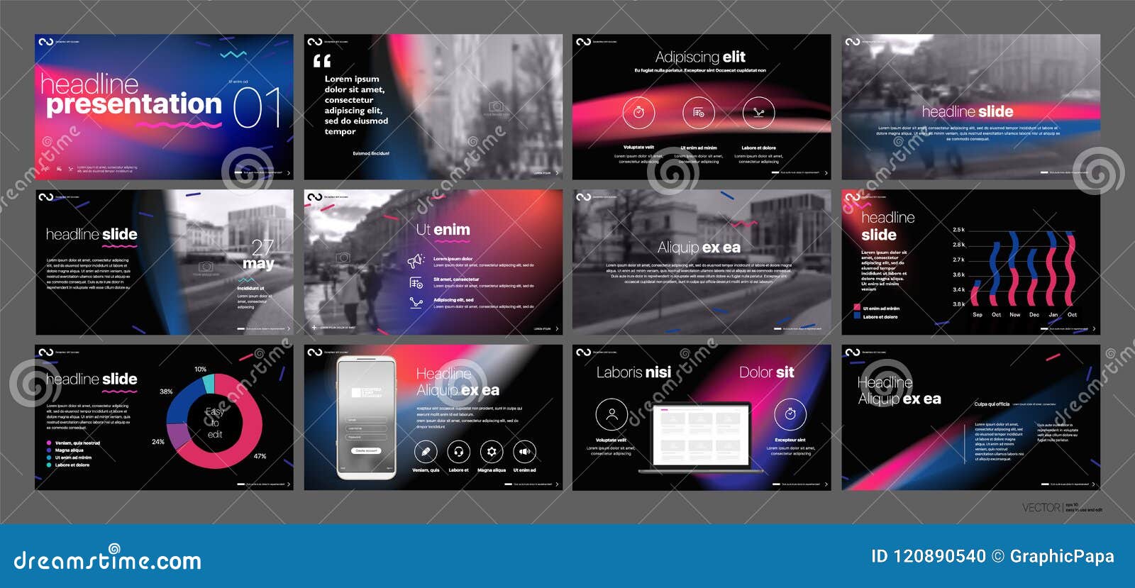 Presentation Template. Gradient Elements for Slide Presentations on a ...