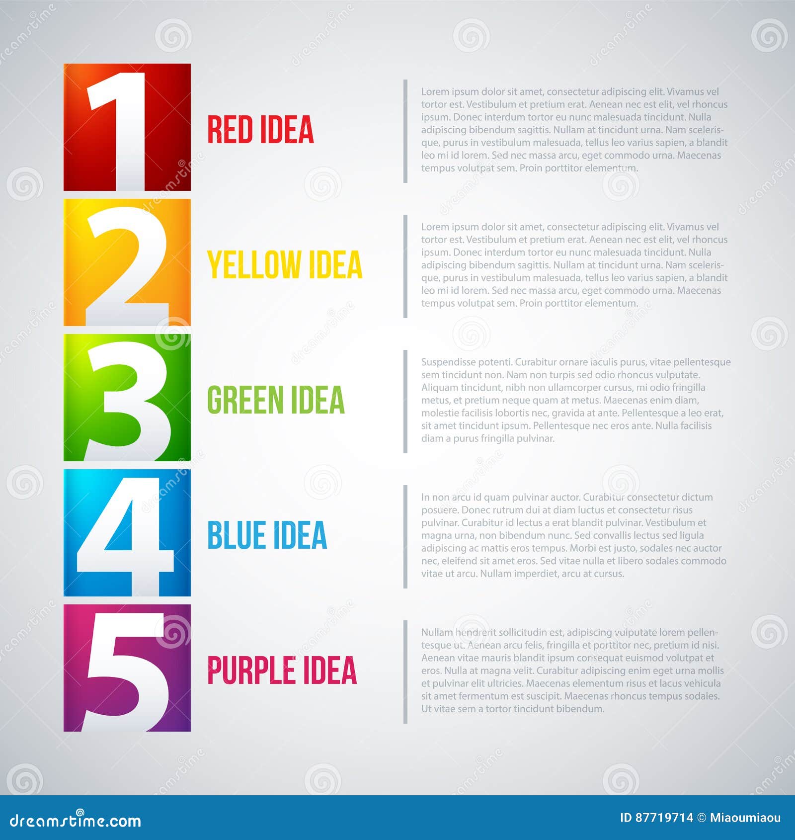 Presentation Template with Numbers from 1 To 5 Stock Vector ...