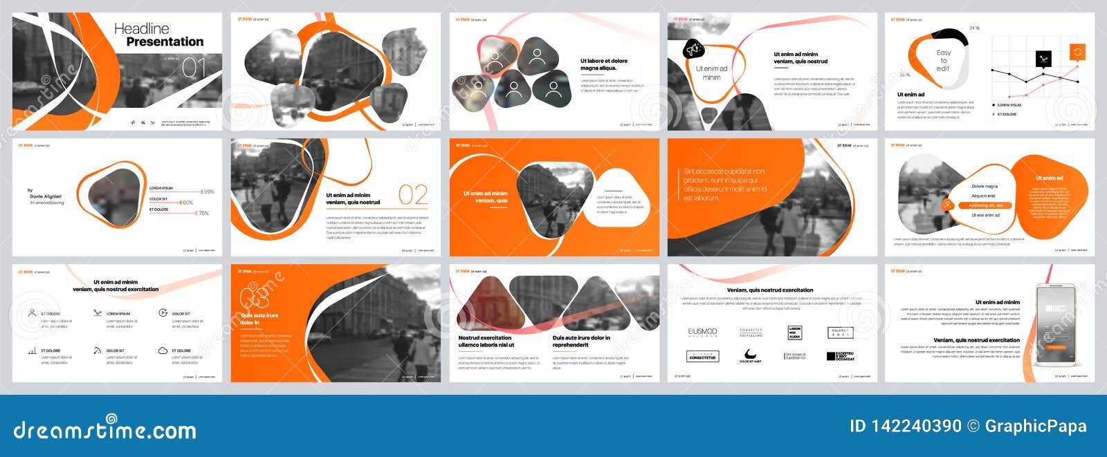 Presentation Template. Orange Elements for Slide Presentations on a ...