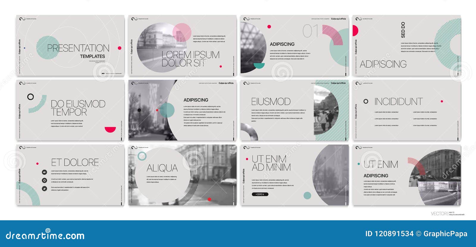 Presentation Template. Round Elements For Slide Presentations On A Gray ...