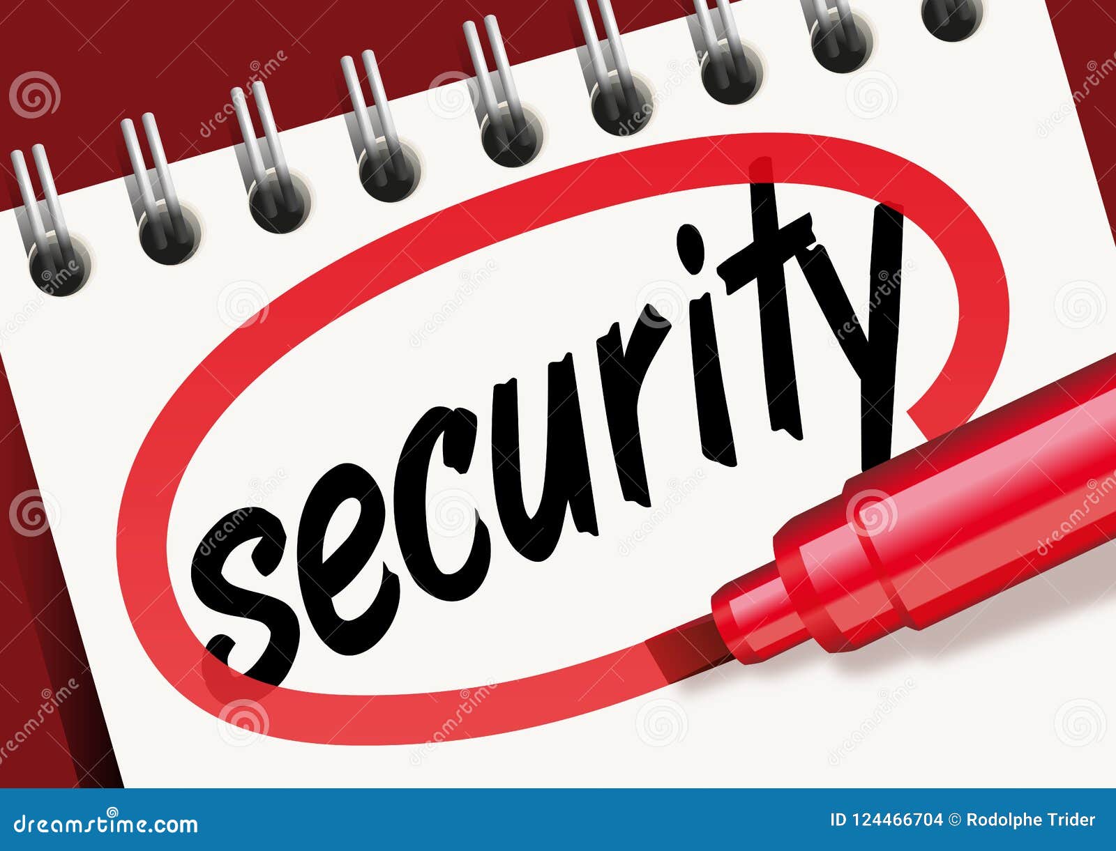 The Word Security Noted on a Notebook with a Red Marker Stock Vector ...