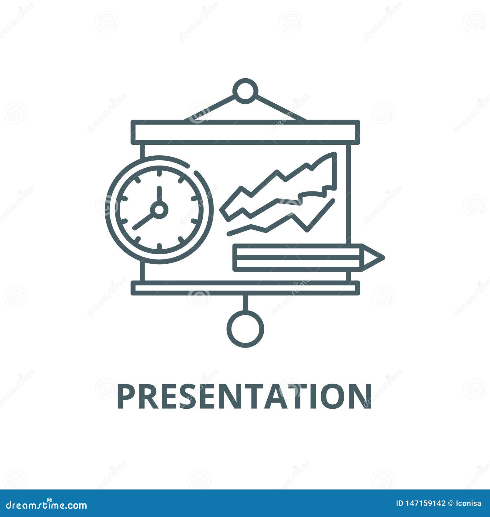 Presentation Vector Line Icon, Linear Concept, Outline Sign, Symbol ...