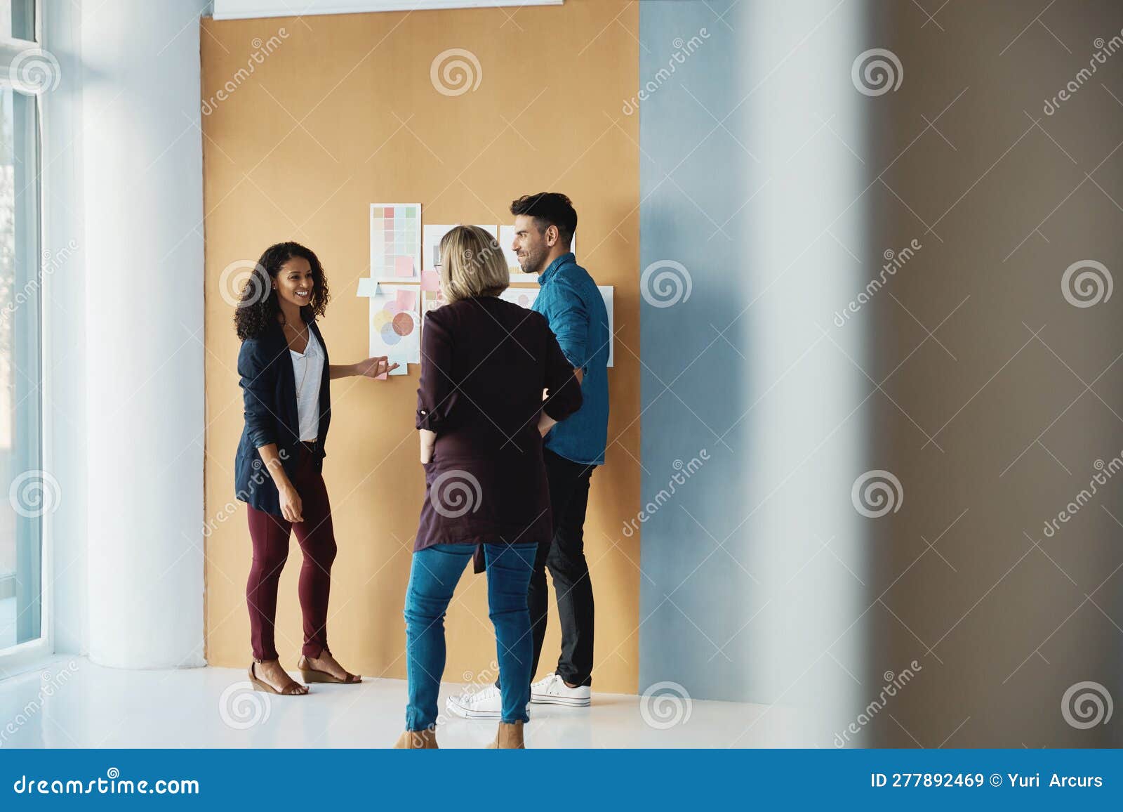 Presentation Wall, CEO and People Explaining Creative Design Ideas ...