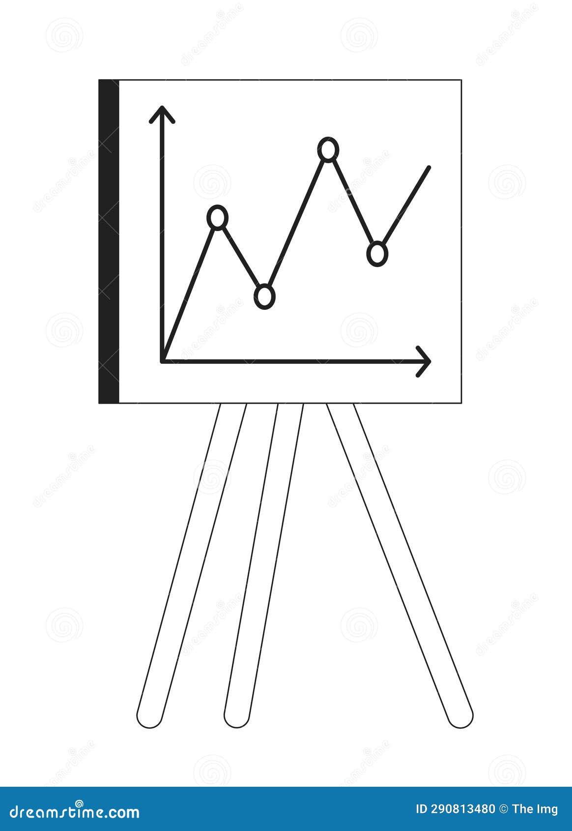Presentation Whiteboard with Graphs Charts Black and White 2D Cartoon ...