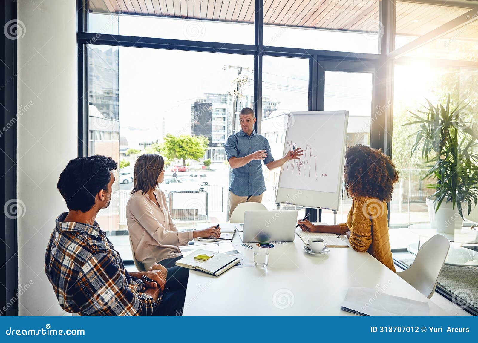 Presentation, Whiteboard and Meeting with Team, Chart and Sales ...