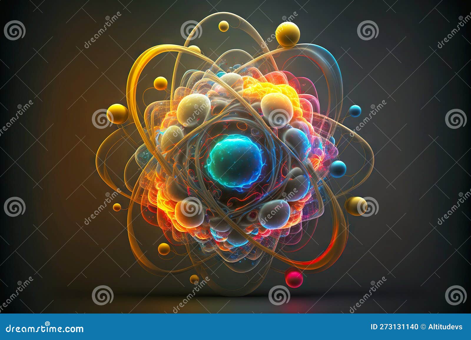 Presented Model Atom Orbit in Form of Particles Flying at Edges Stock ...