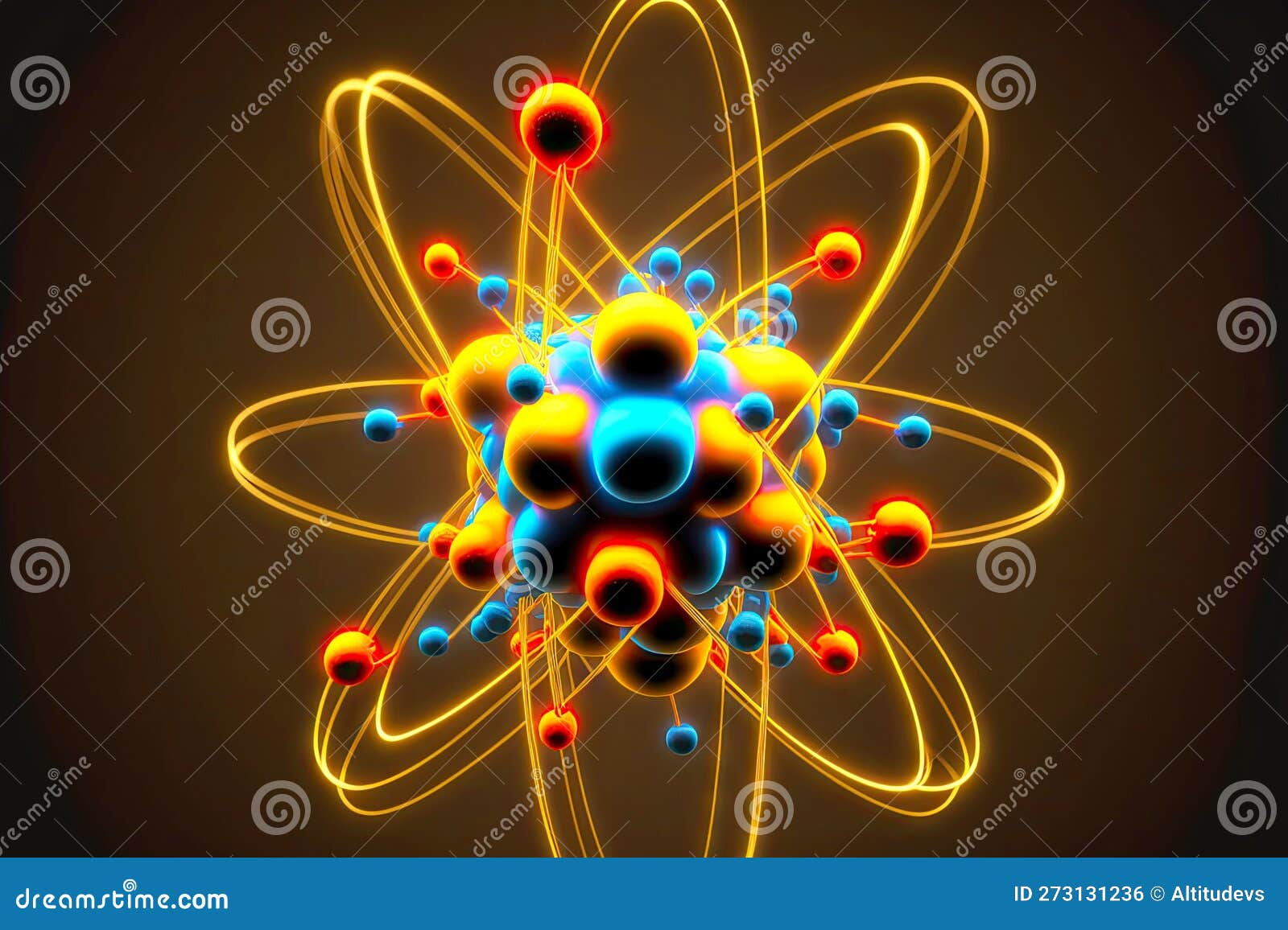 Presented Model Atom Orbit in Form of Particles Flying at Edges Stock ...
