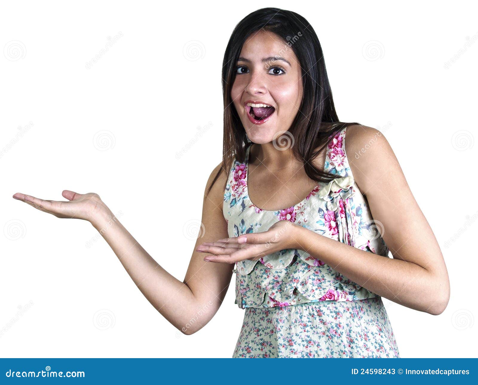 Presenter stock image. Image of female, brunette, hand - 24598243