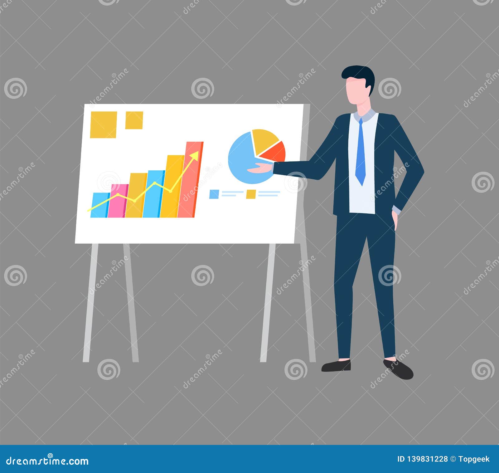 Presenter with Presentation Explaining Analyze Stock Vector ...