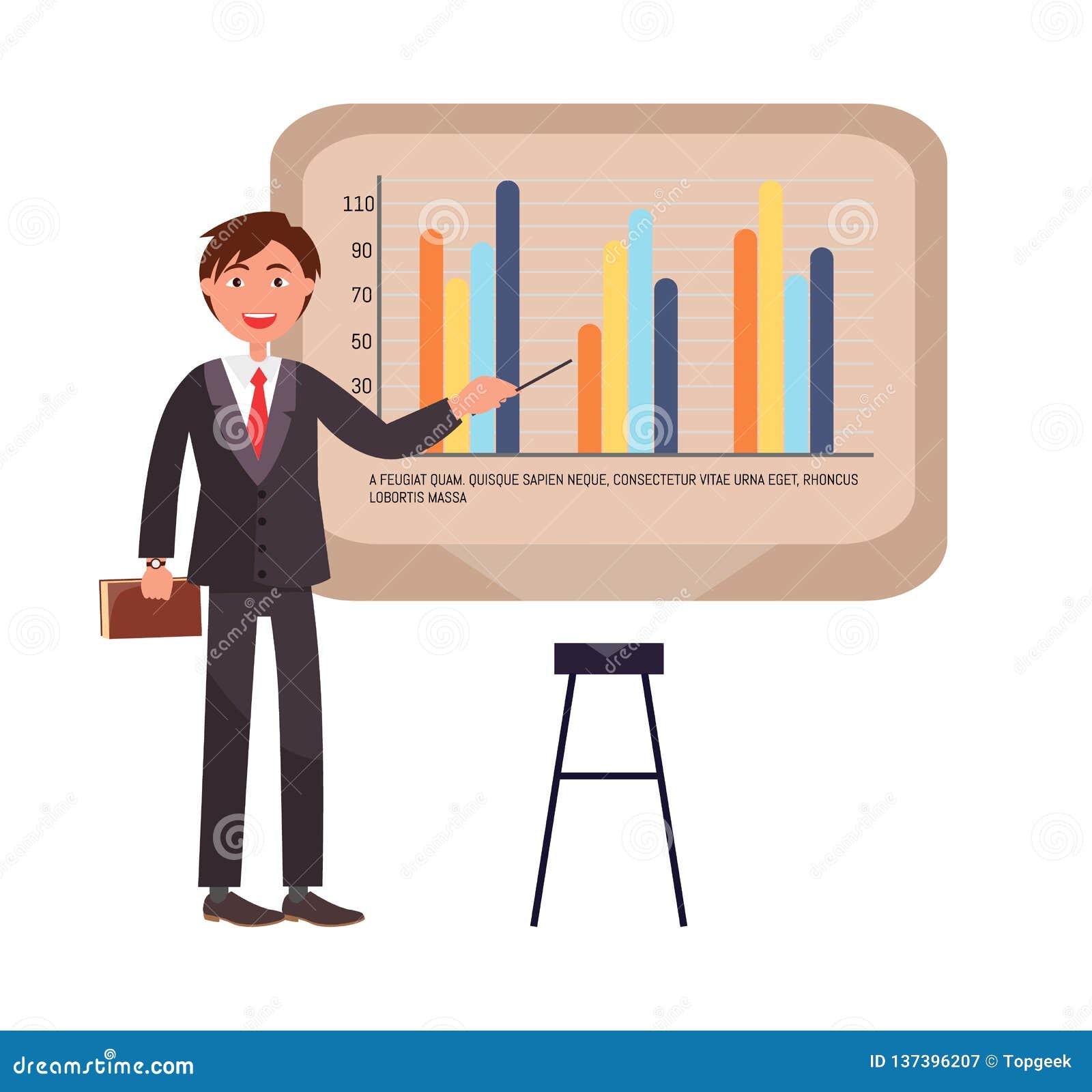 Presenter on Seminar Explaining Chart on Board Stock Vector ...