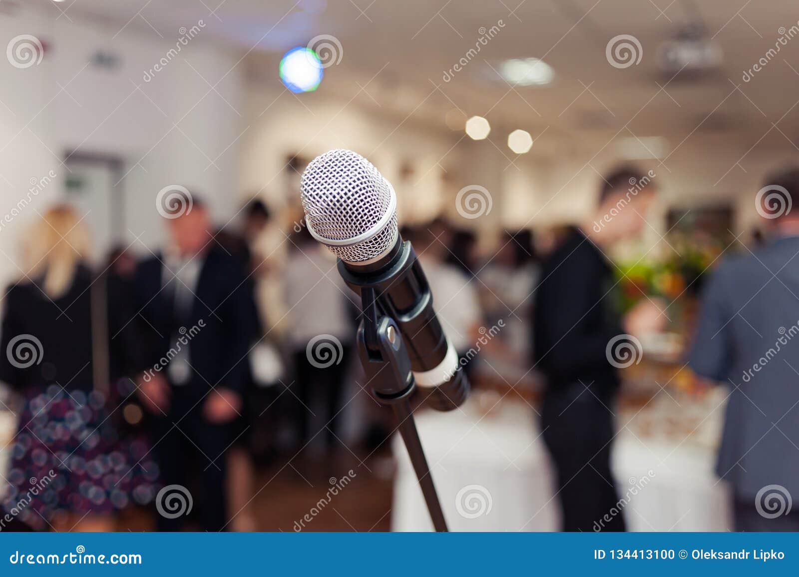 Presenter on Stage with Microphone. Wedding MC. Toastmaster Stock Photo ...