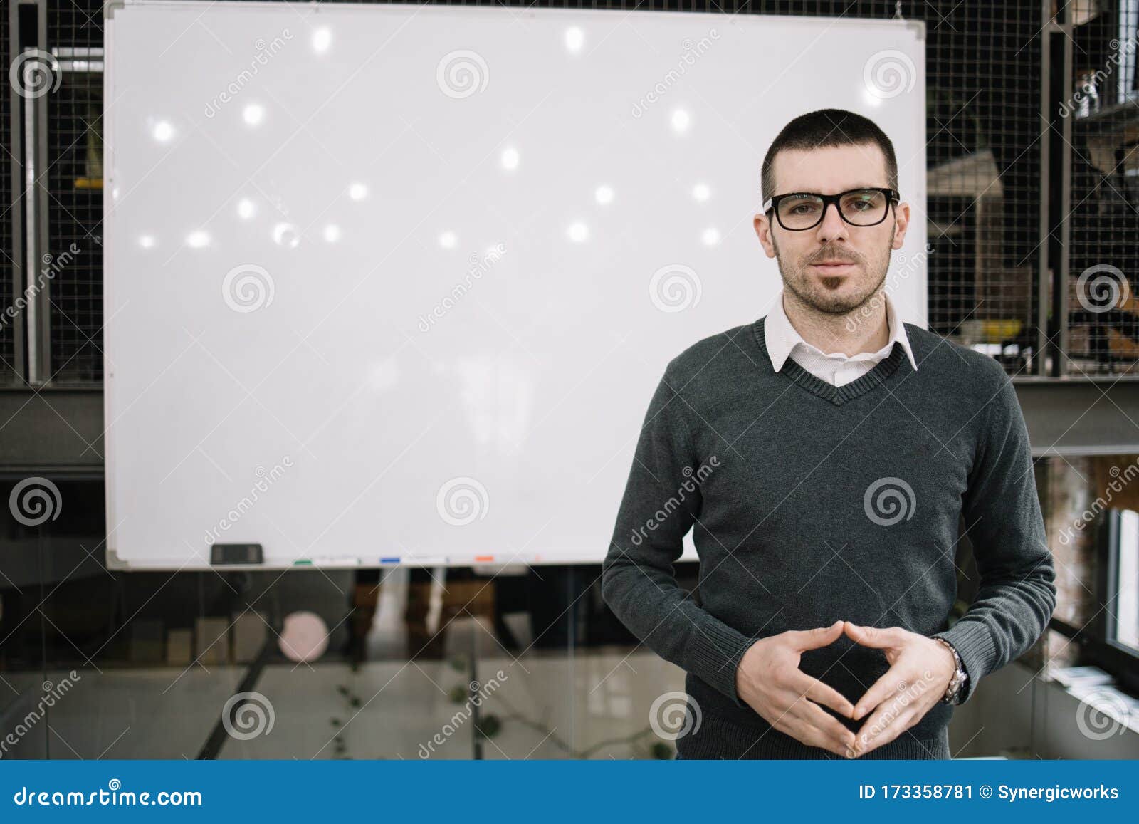 Presenter Standing in Front of a Whiteboard Stock Image - Image of ...