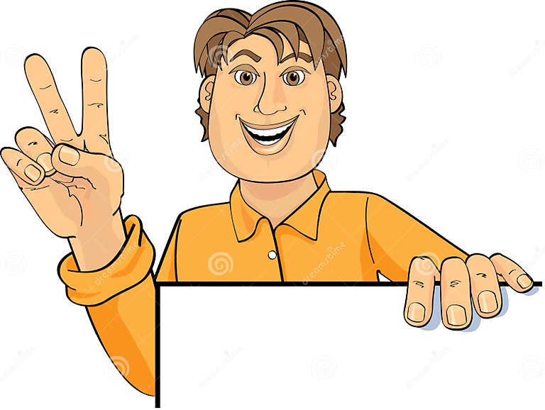 Presenter Waving Peace Sign Stock Vector - Illustration of finger ...