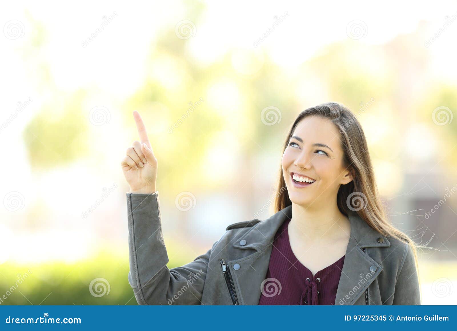 Presenter Woman Pointing Above Stock Image - Image of finger, advice ...