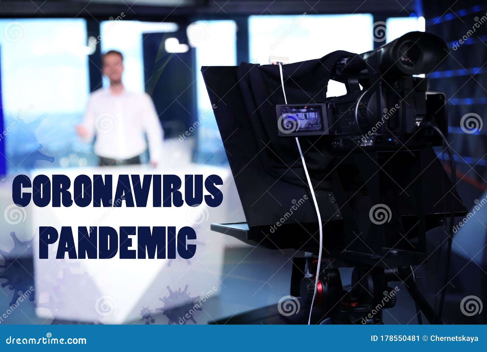 Presenter Working. Coronavirus Pandemic - Latest Updates Stock Image ...