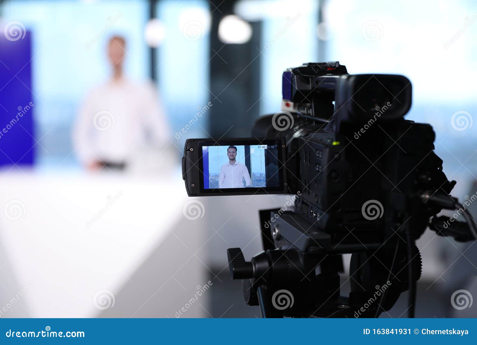 Presenter Working, Focus on Video Camera Stock Image - Image of indoors ...
