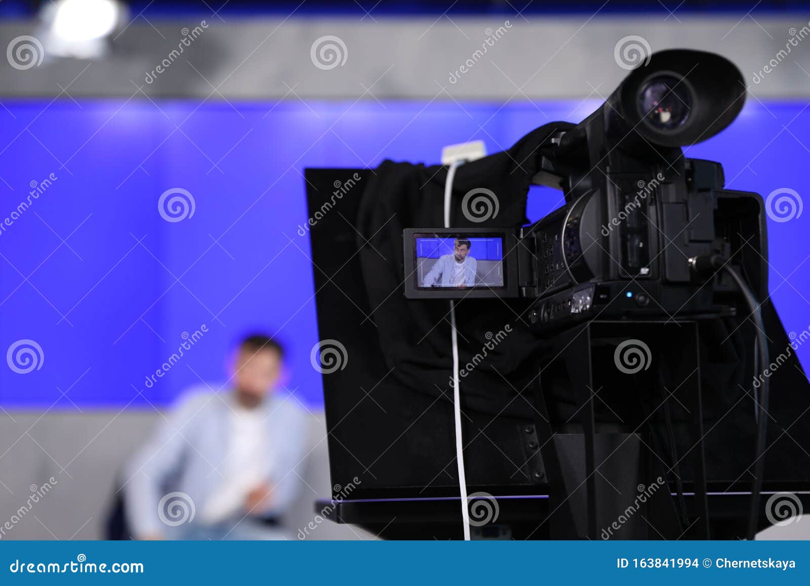 Presenter Working in Studio, Video Camera Stock Photo - Image of making ...