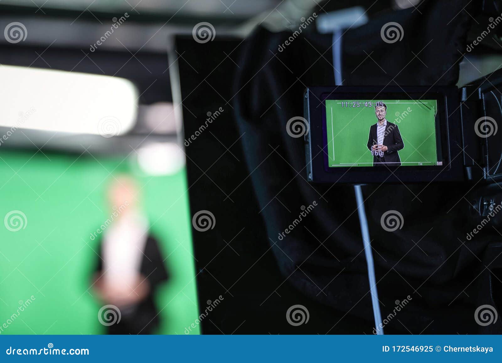 Presenter Working in Studio, Focus on Video Camera Stock Image - Image ...