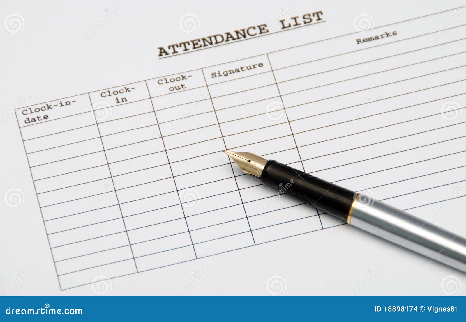 Presentielijst stock foto. Image of tijd, baan, klok - 18898174