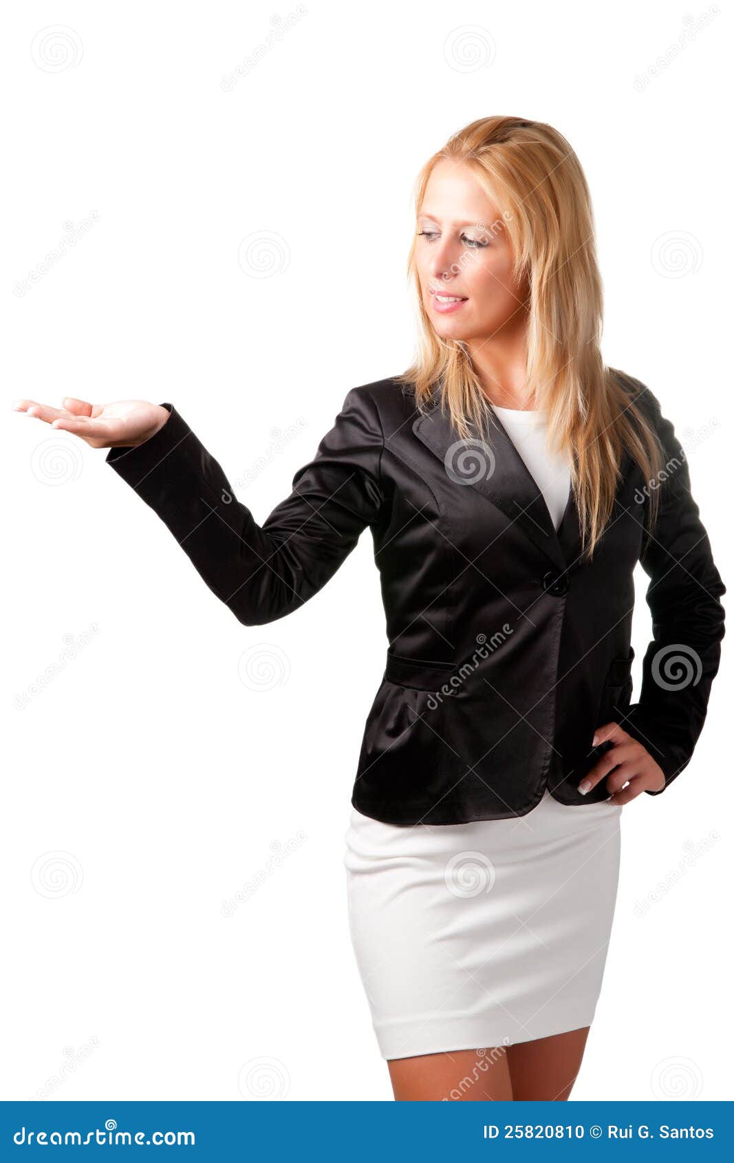 Presenting stock photo. Image of palm, advertising, female - 25820810
