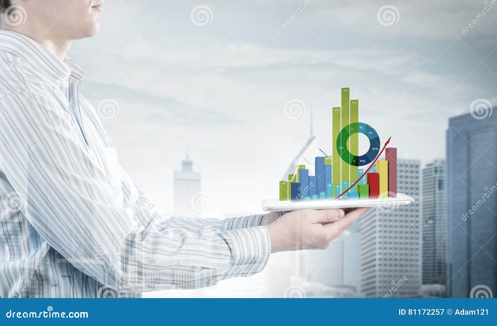 Presenting Average Sales Report Stock Image - Image of male, computer ...