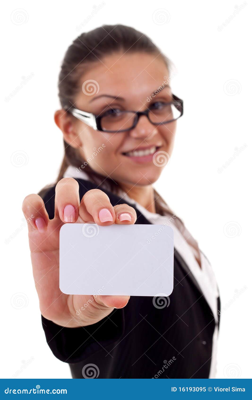 Presenting a business card stock image. Image of communication - 16193095