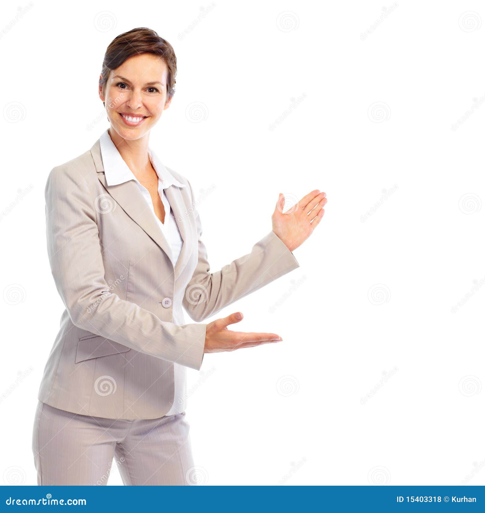 Presenting business woman stock photo. Image of isolate - 15403318