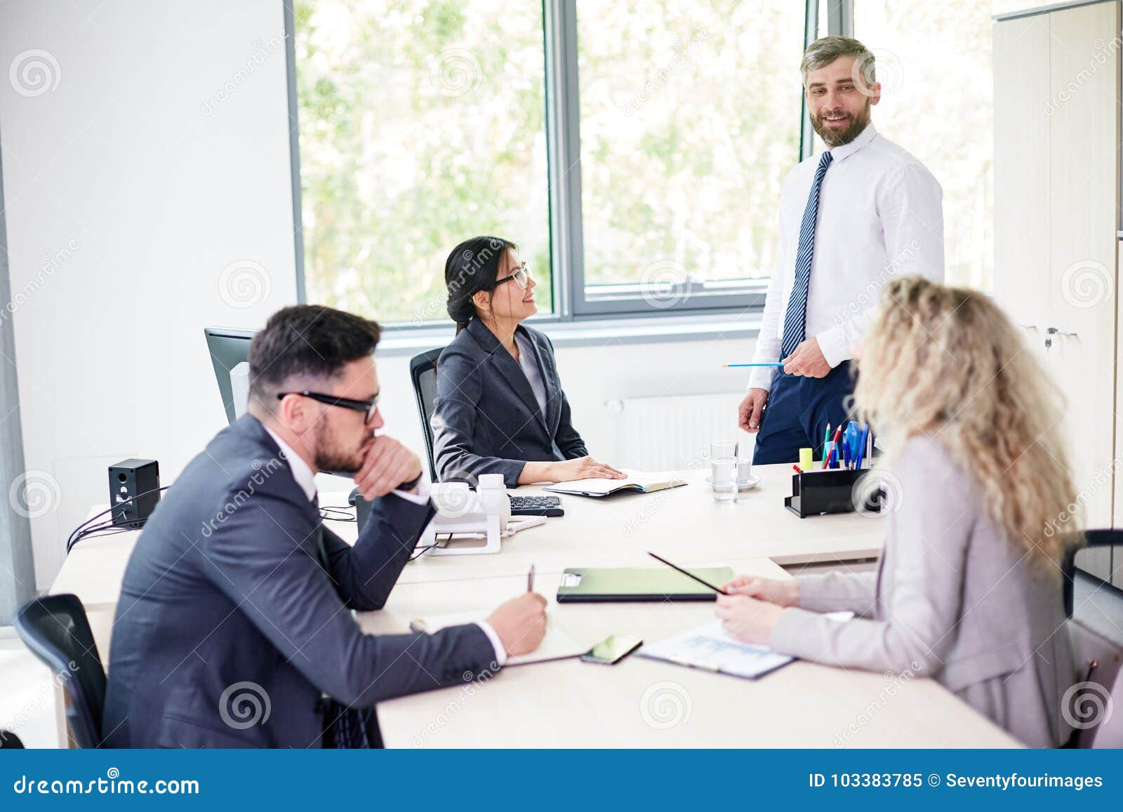 Presenting Creative Ideas To Colleagues Stock Image - Image of ...