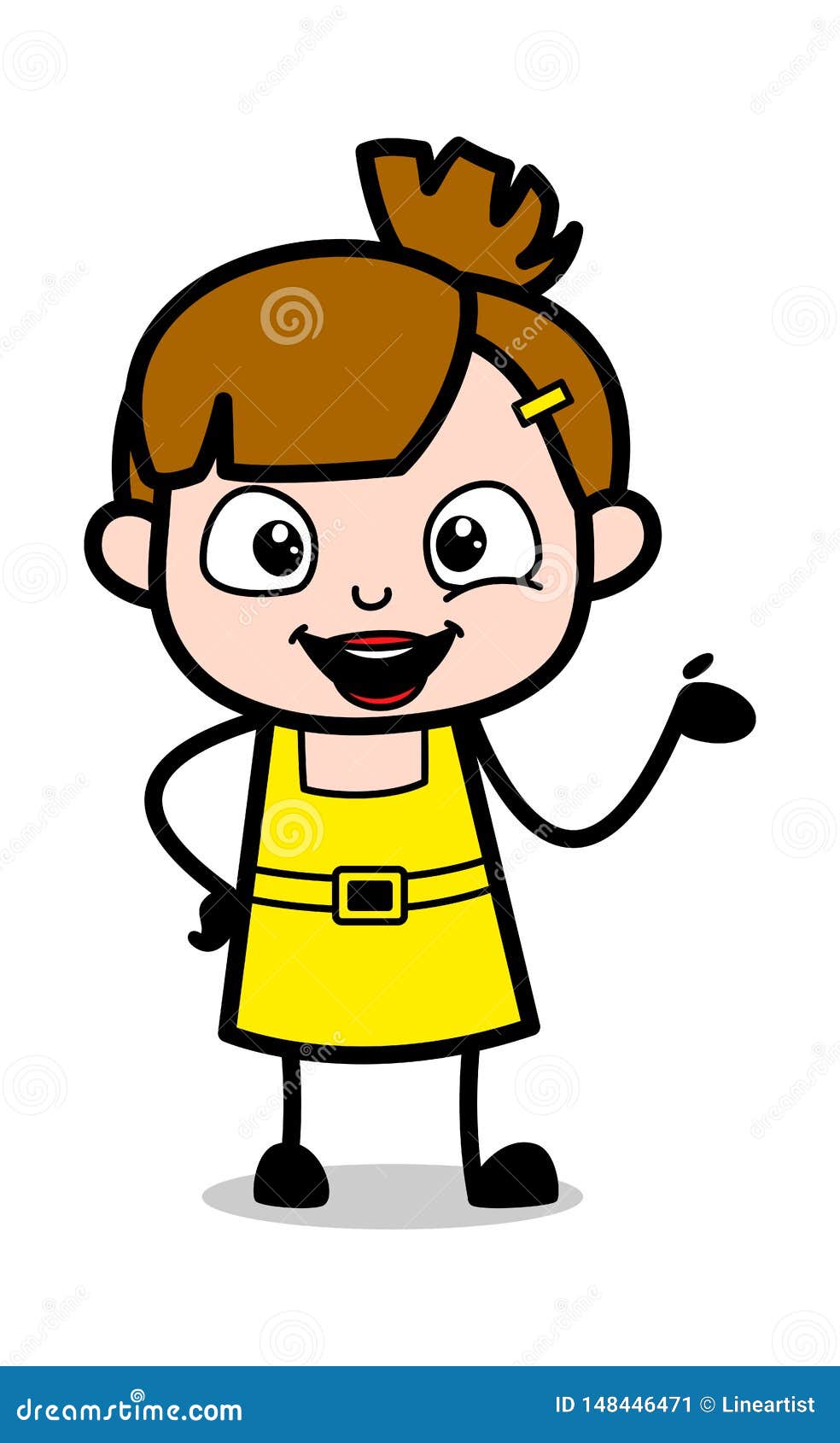 Presenting - Cute Girl Cartoon Character Vector Illustration Stock ...