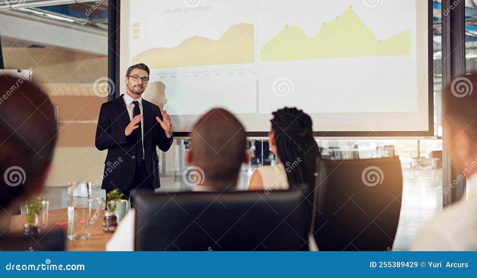 Presenting the Figures Clearly and Concisely. an Executive Giving a ...