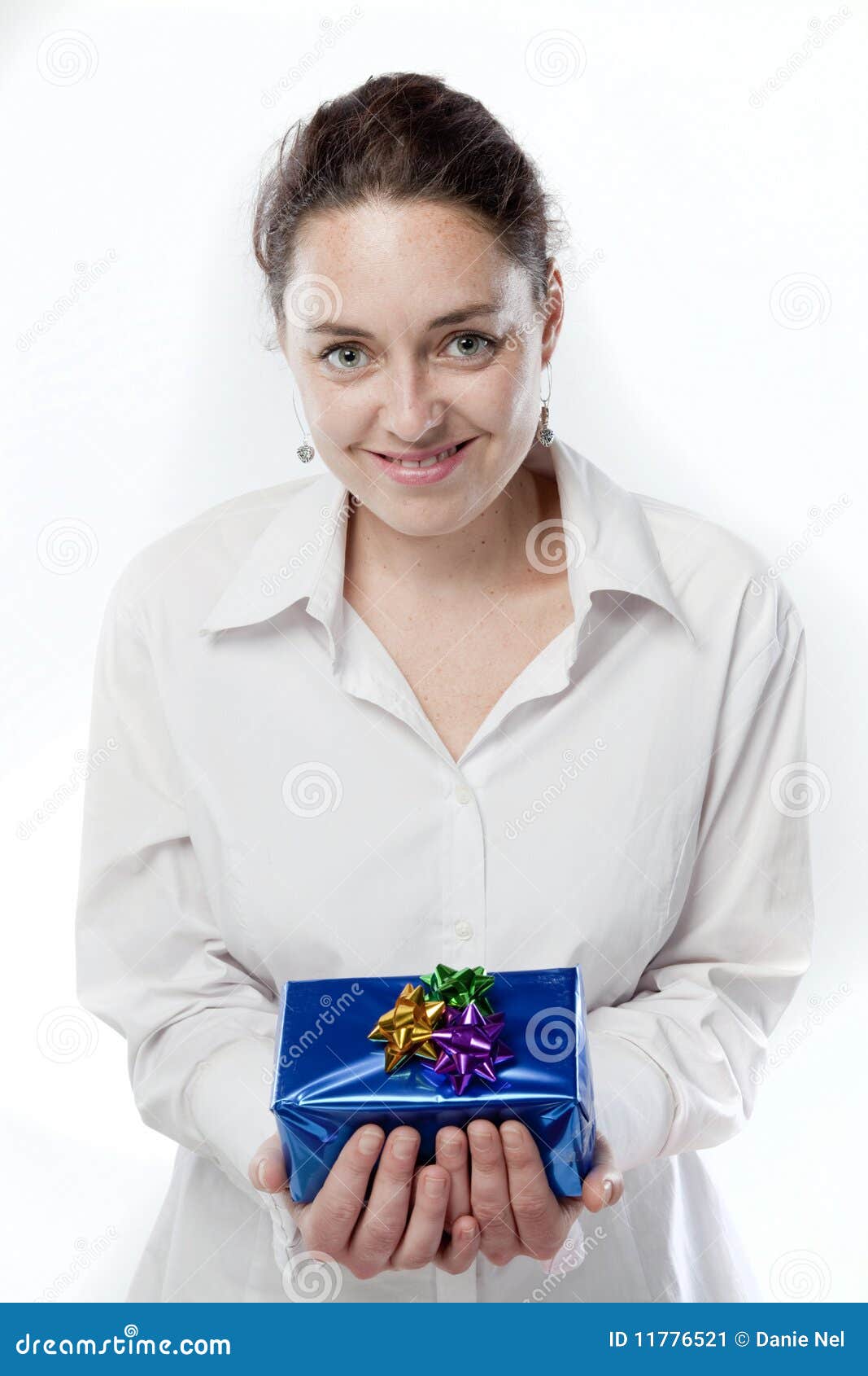 Presenting a gift stock image. Image of friendly, smile - 11776521