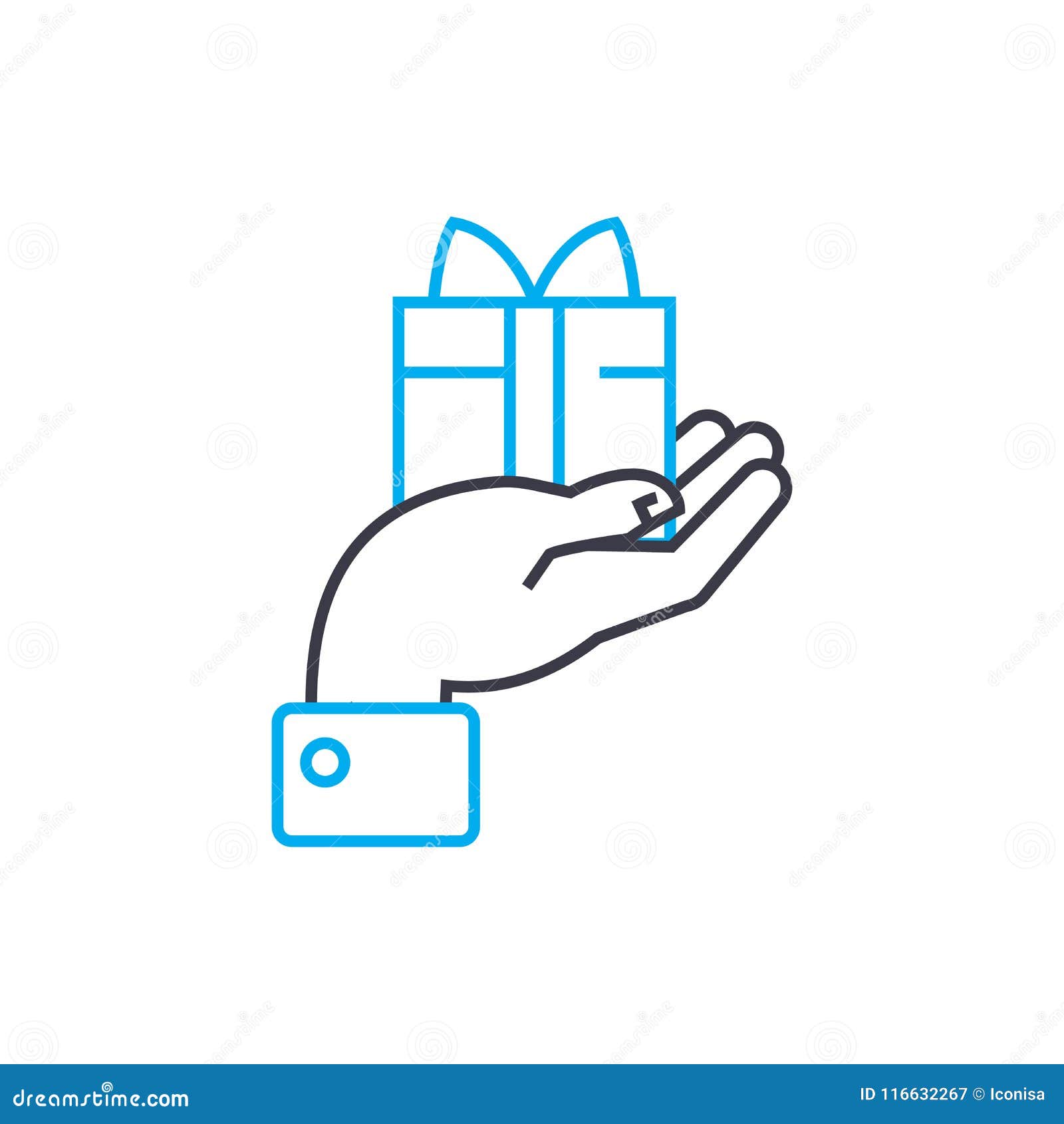 Presenting a Gift Vector Thin Line Stroke Icon. Presenting a Gift ...