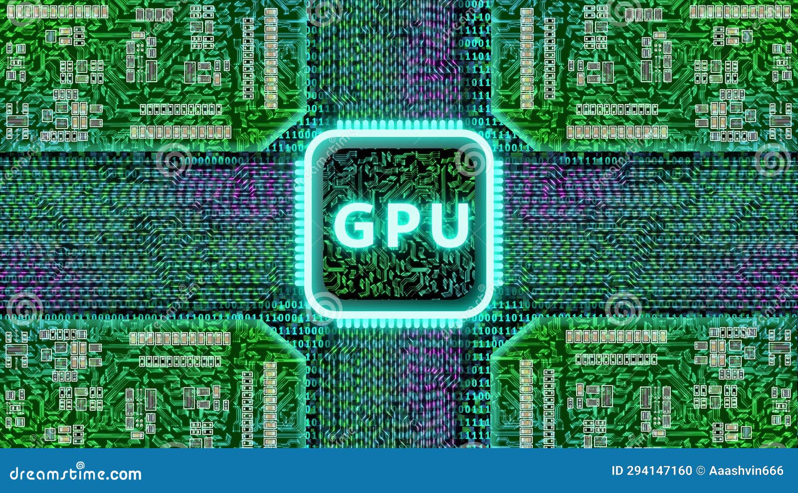 Presenting Gpu Chipset Animation with Bright Moving Circuit Lines and ...
