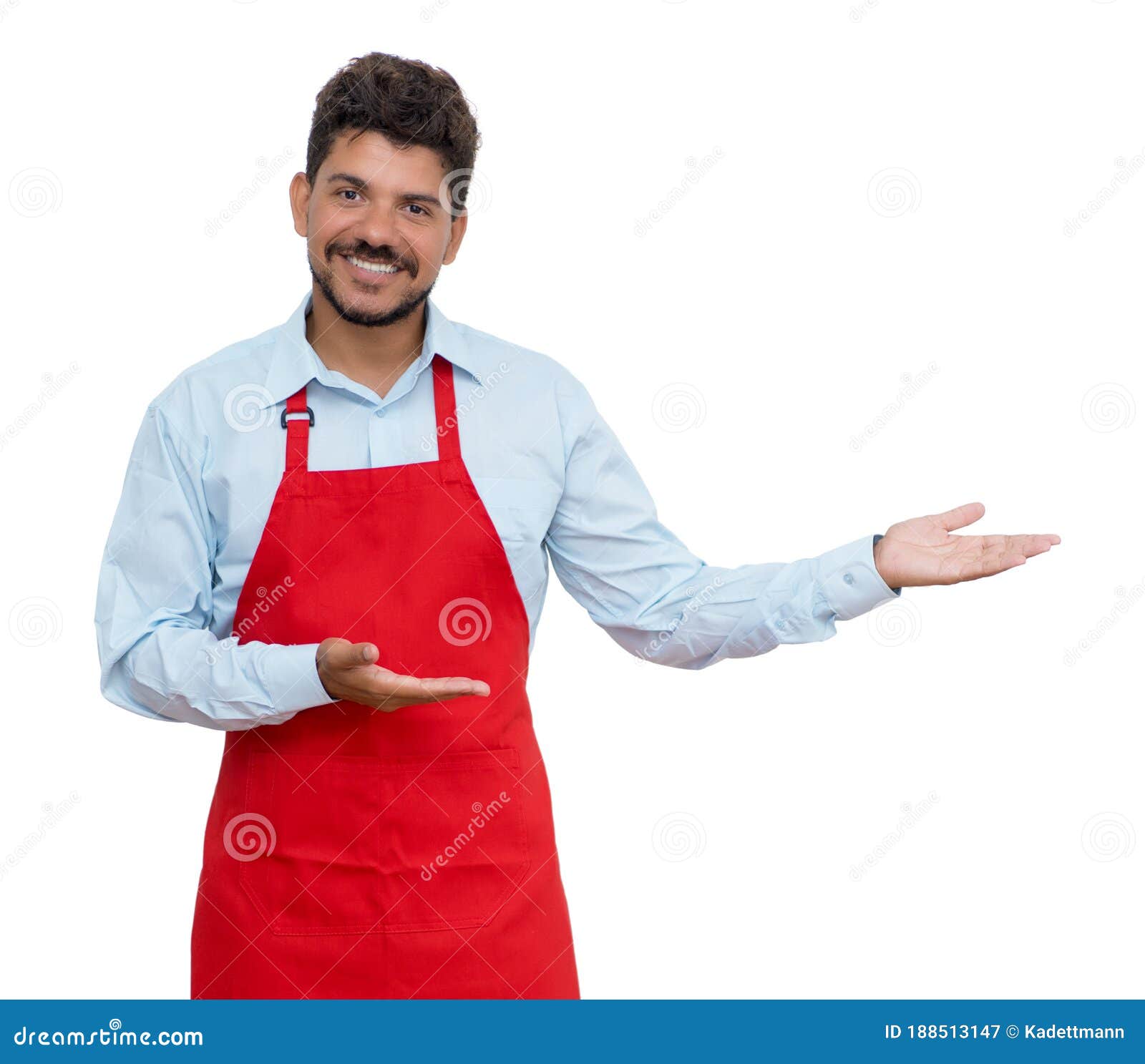 Presenting Hispanic Waiter with Beard Stock Image - Image of mature ...