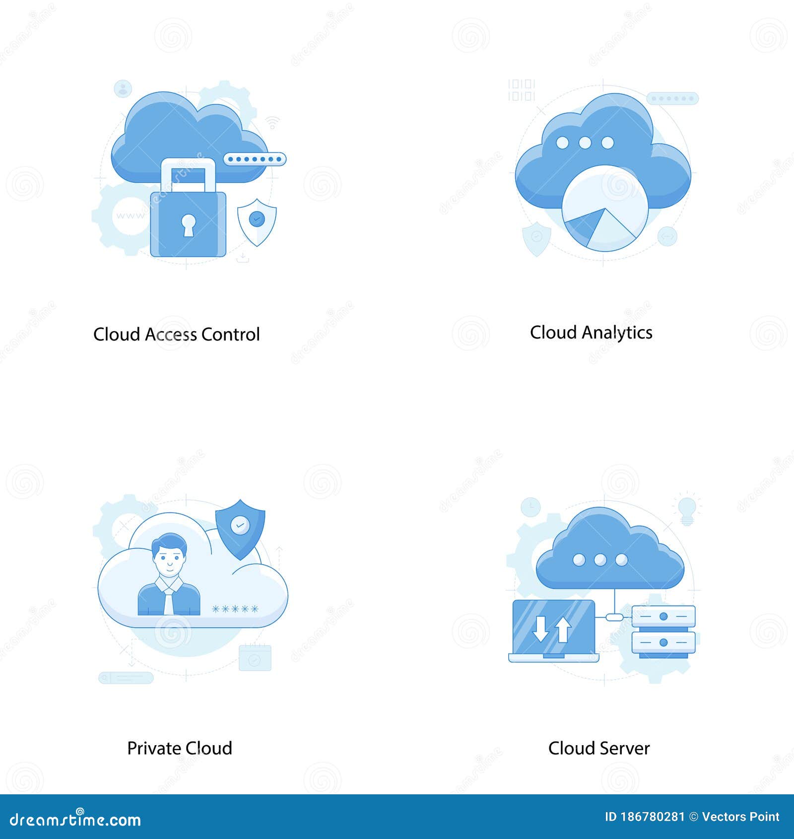 Cloud Security Flat Icons Pack Stock Vector - Illustration of ...