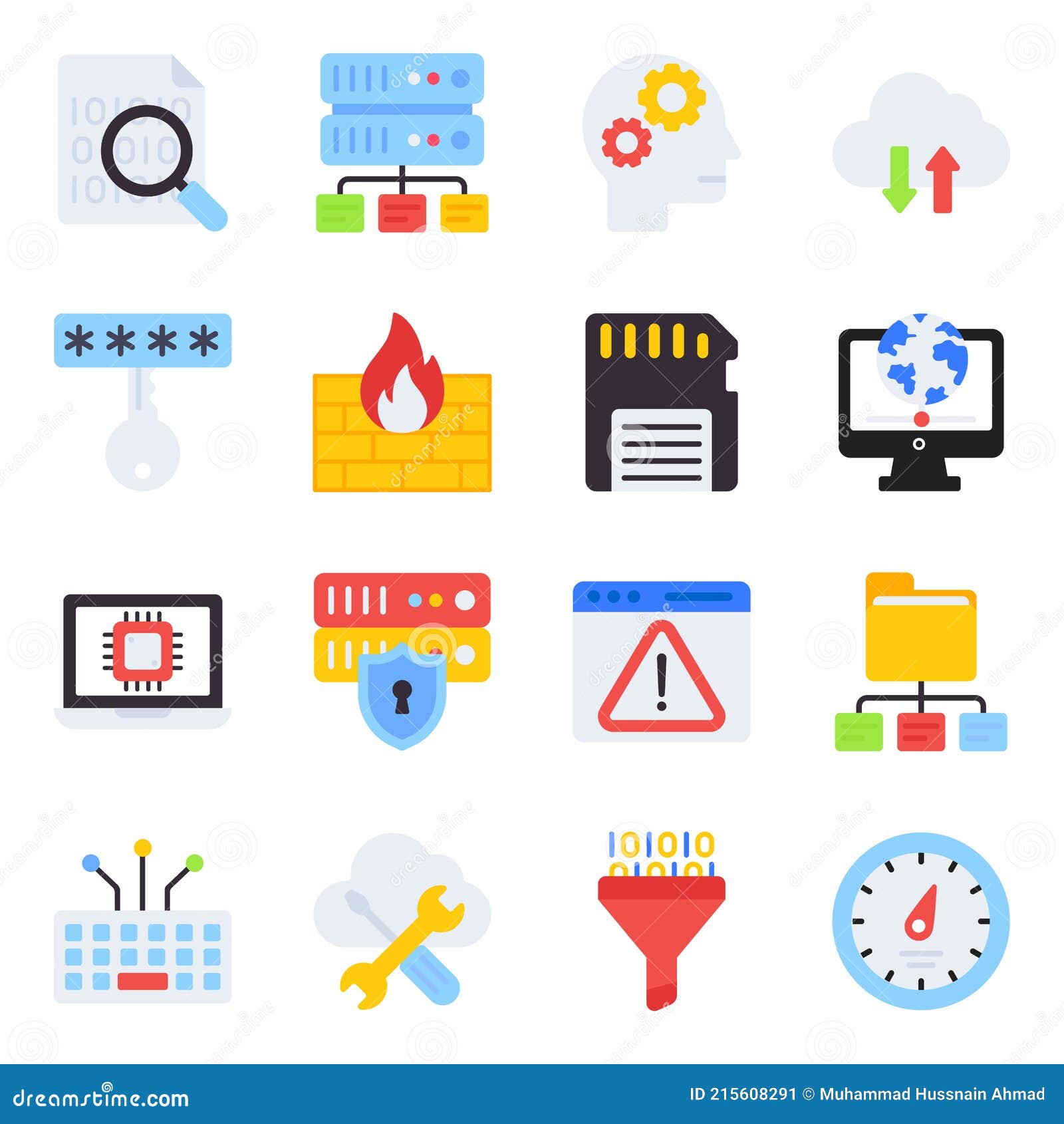 Pack of Data Network Flat Icons Stock Vector - Illustration of ...