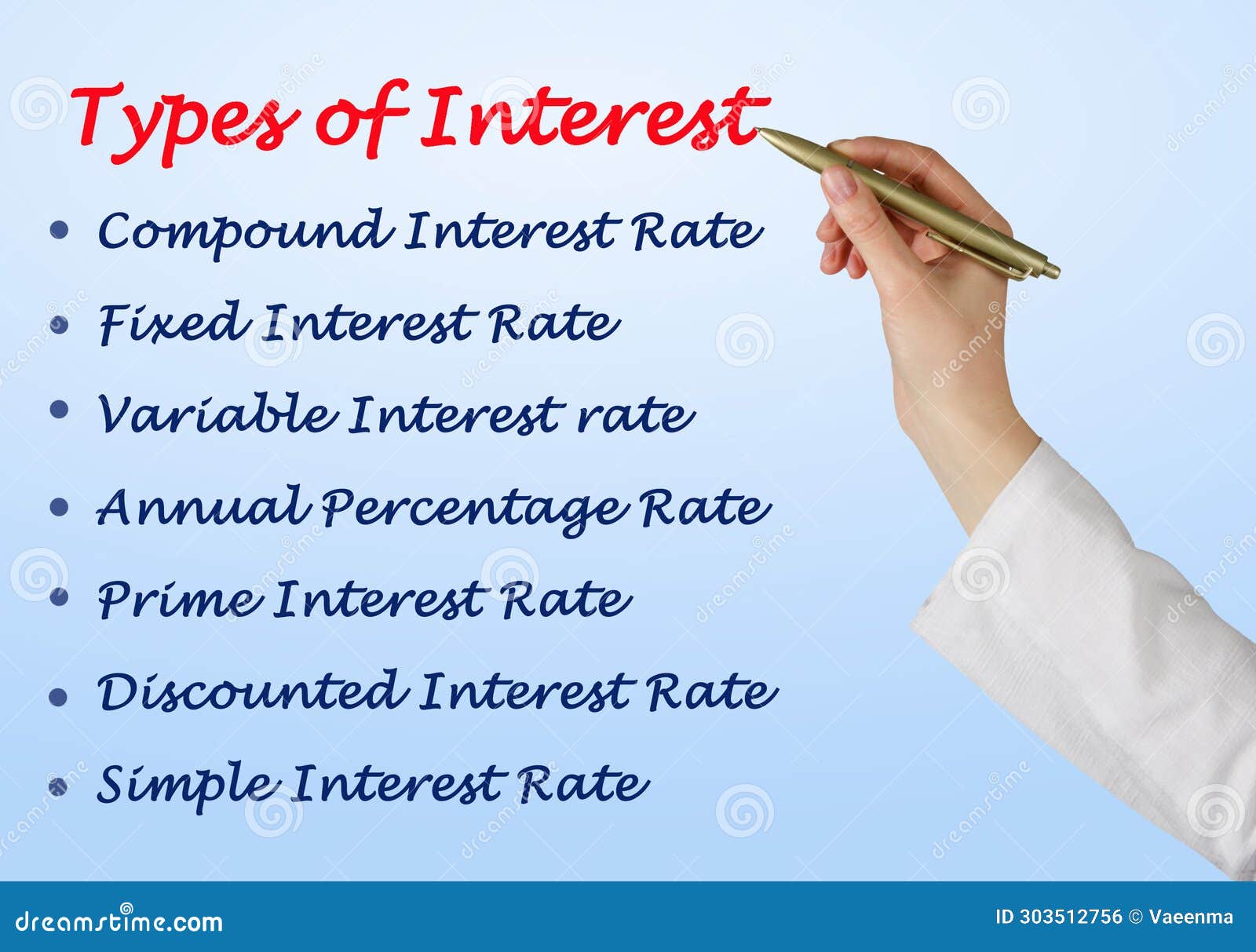 Seven Types of Interest stock photo. Image of compound - 303512756