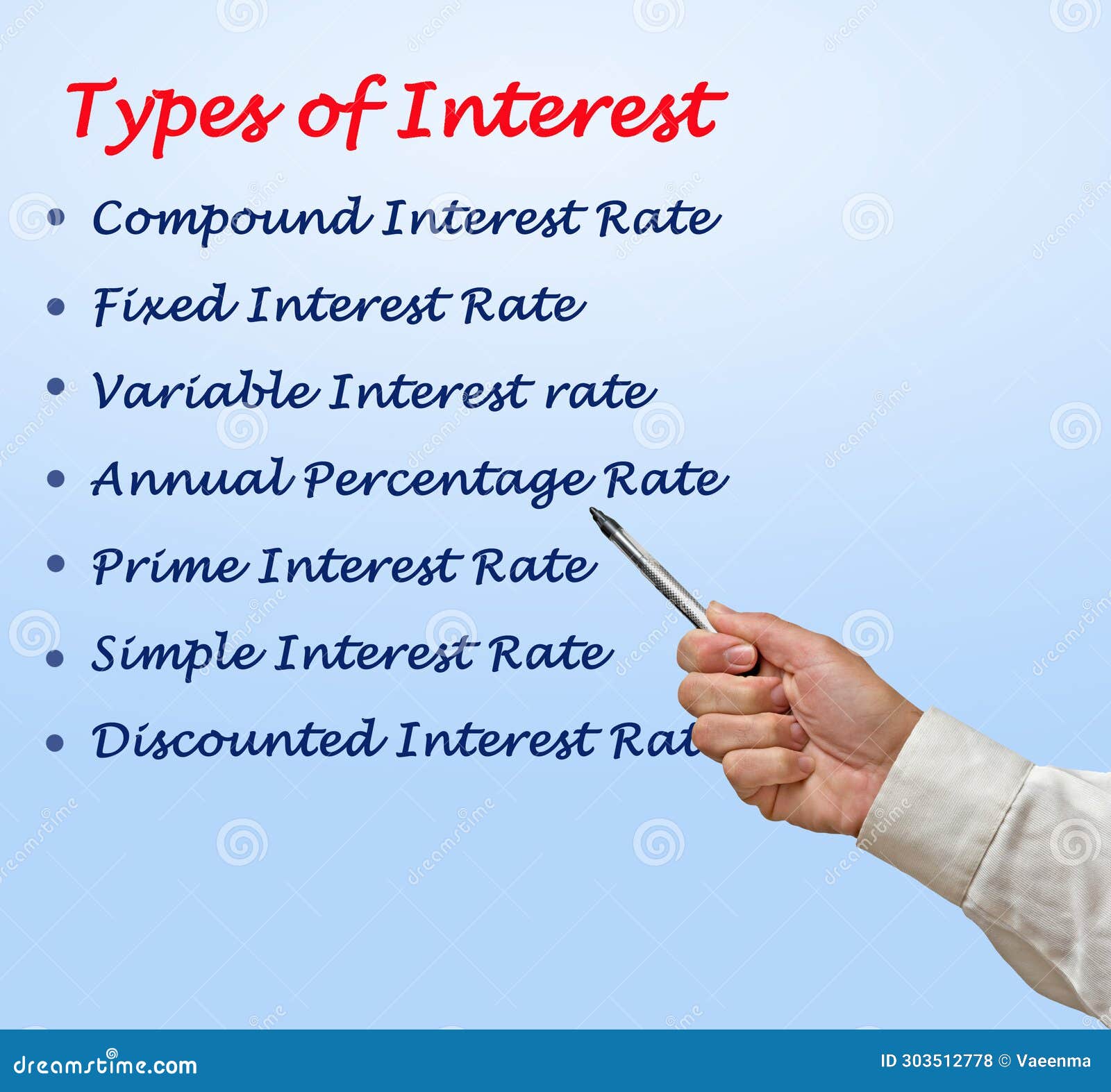 Seven Types of Interest stock photo. Image of prime - 303512778