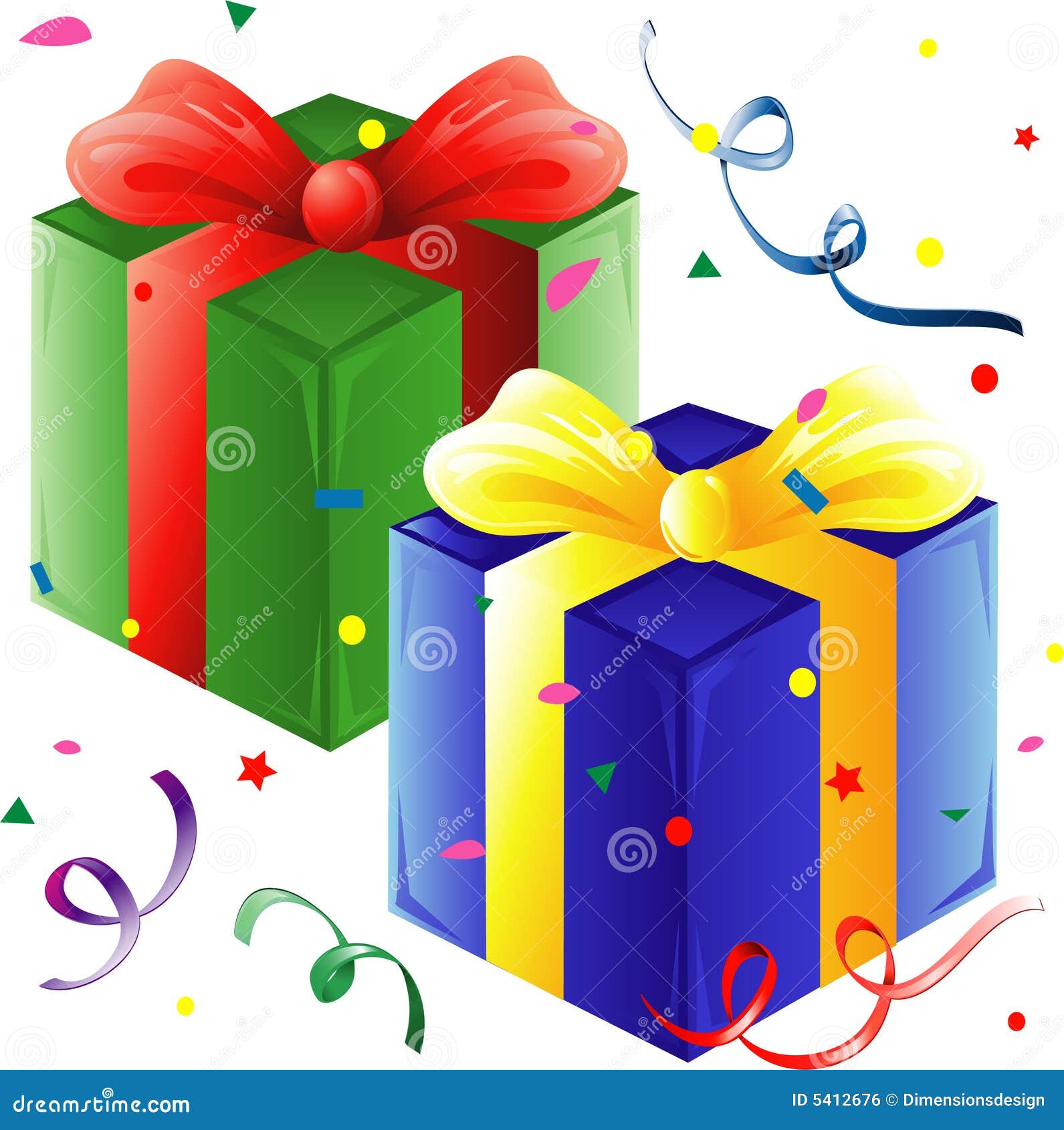 Presents and confetti stock vector. Illustration of party - 5412676