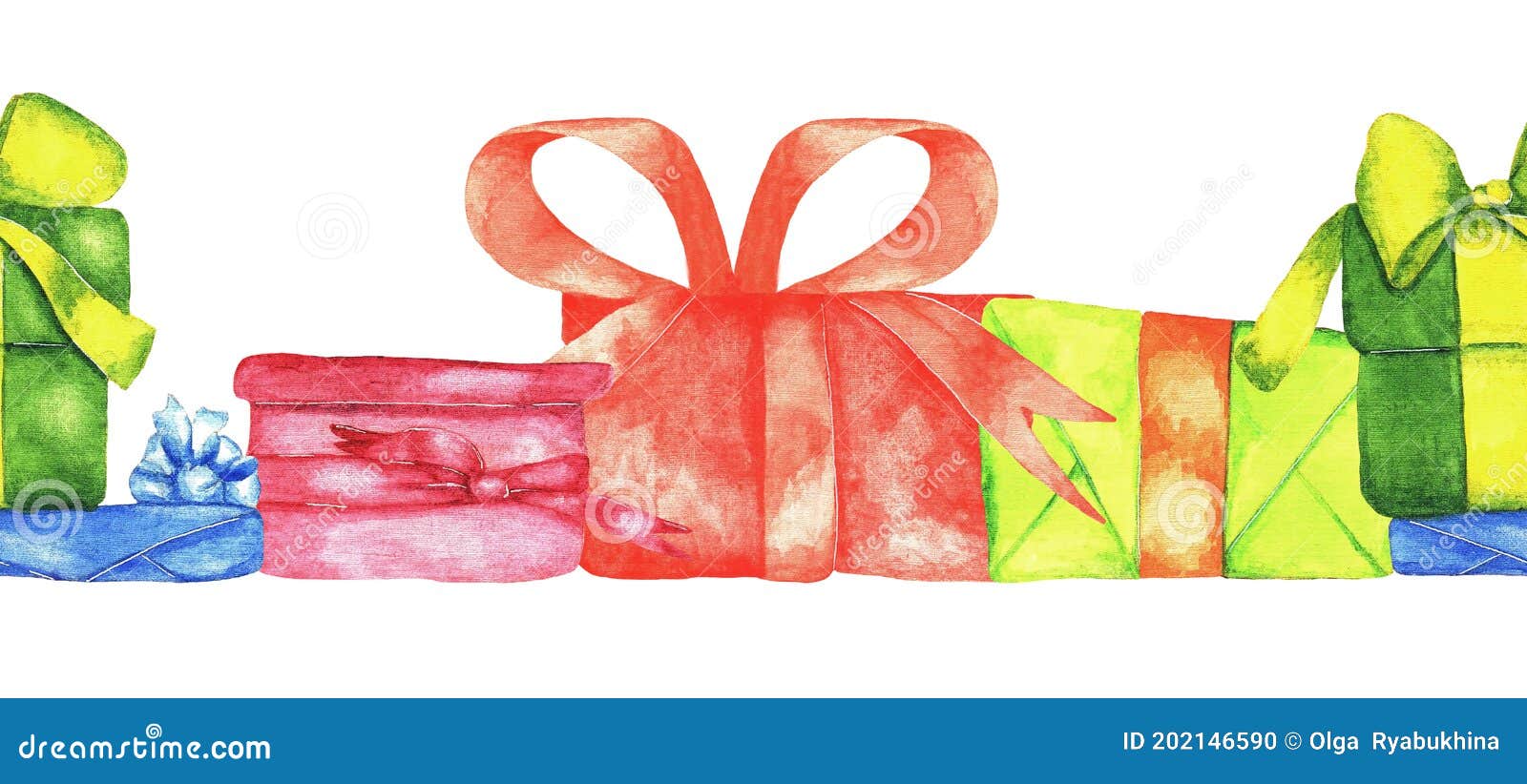 Presents. Seamless Pattern. Watercolor Stock Photo - Image of pattern ...