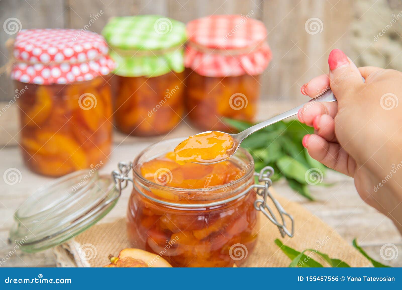 Preservation of Nectarine Jam. Selective Focus. Food Stock Photo ...