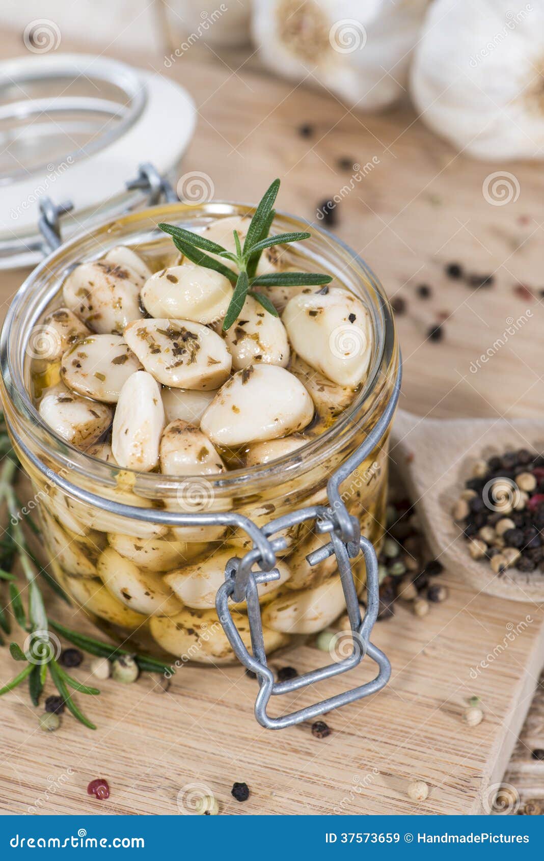 Preserved Garlic with Fresh Herbs Stock Image - Image of life, healthy ...