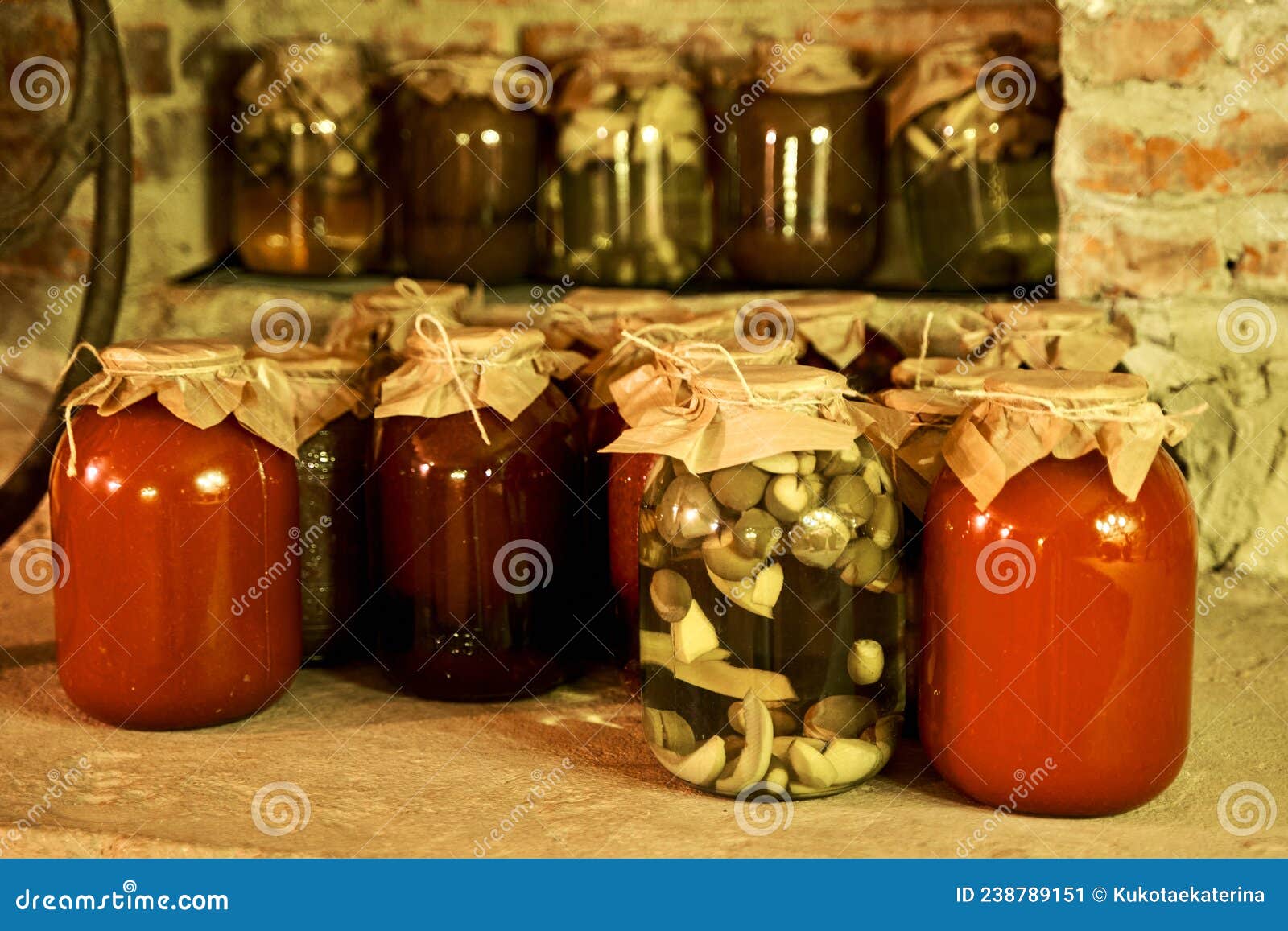 Preserved Jars in the Cellar. Stocks for the Winter Stock Image - Image ...
